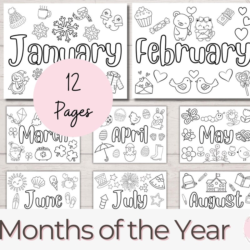 Coloring Pages 12 Months - Etsy