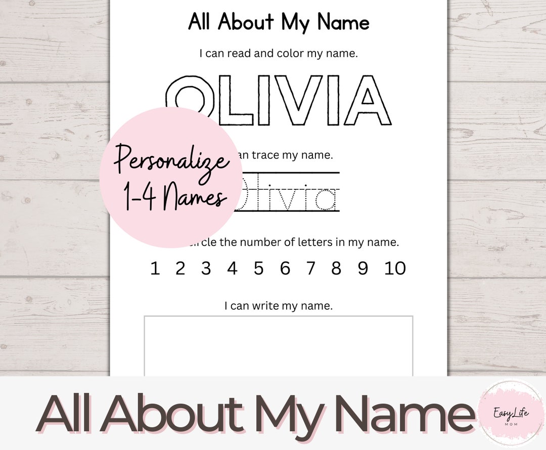 All About My Name, up to 4 Names! Custom Name Practice, Name Practice ...