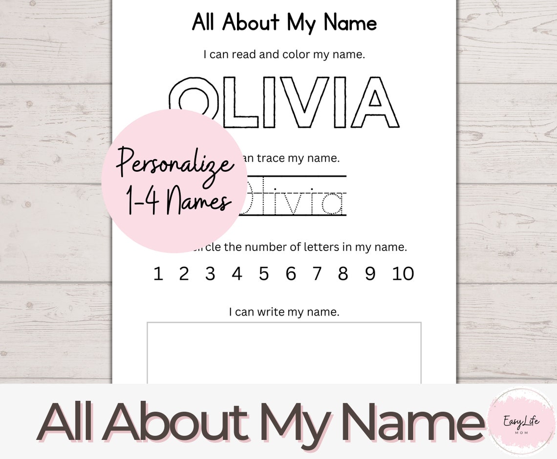 All About My Name up to 4 Names Custom Name Practice Name - Etsy
