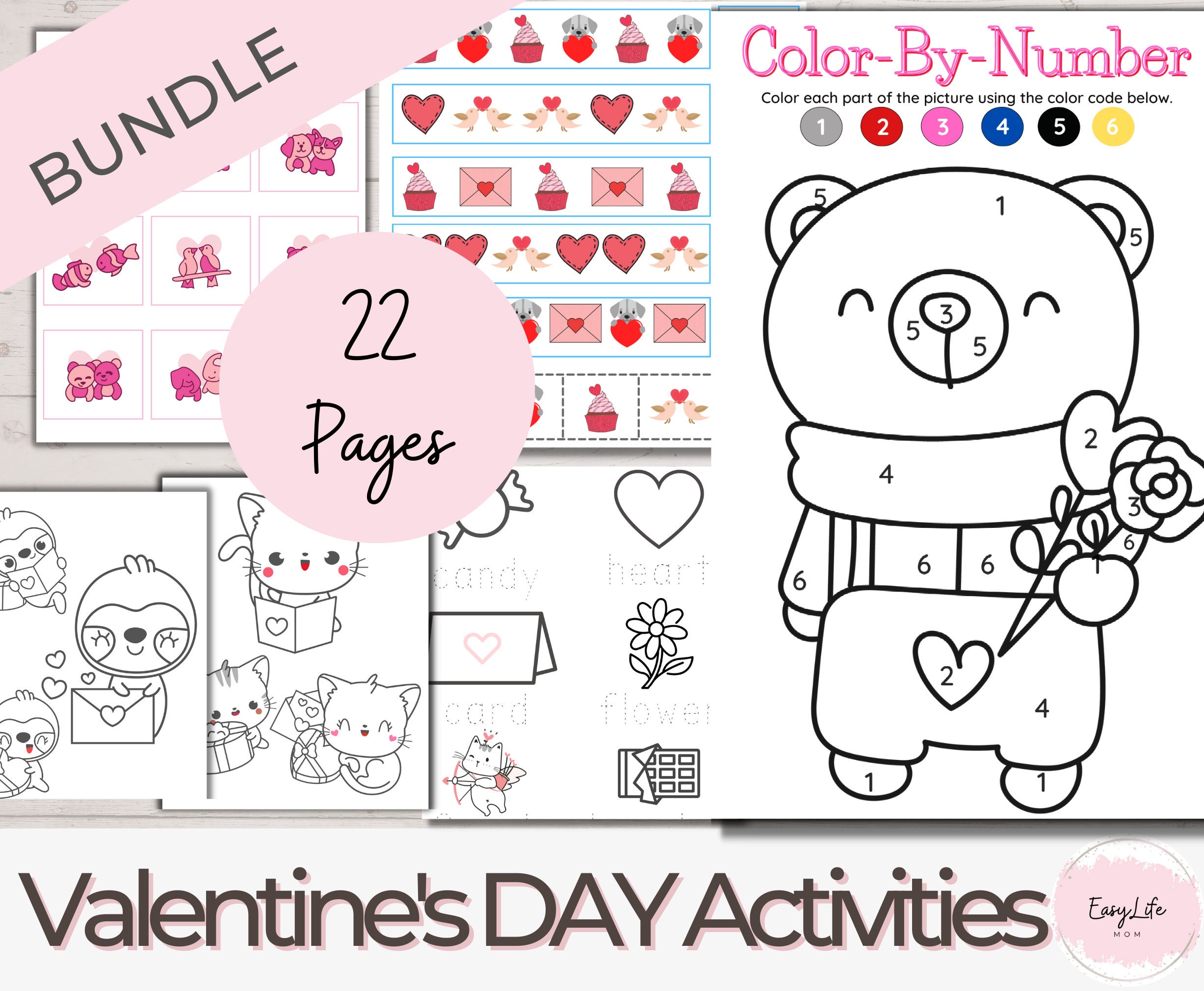 Preschool Valentine's Day Activity Bundle, Preschool, Prek Worksheets ...