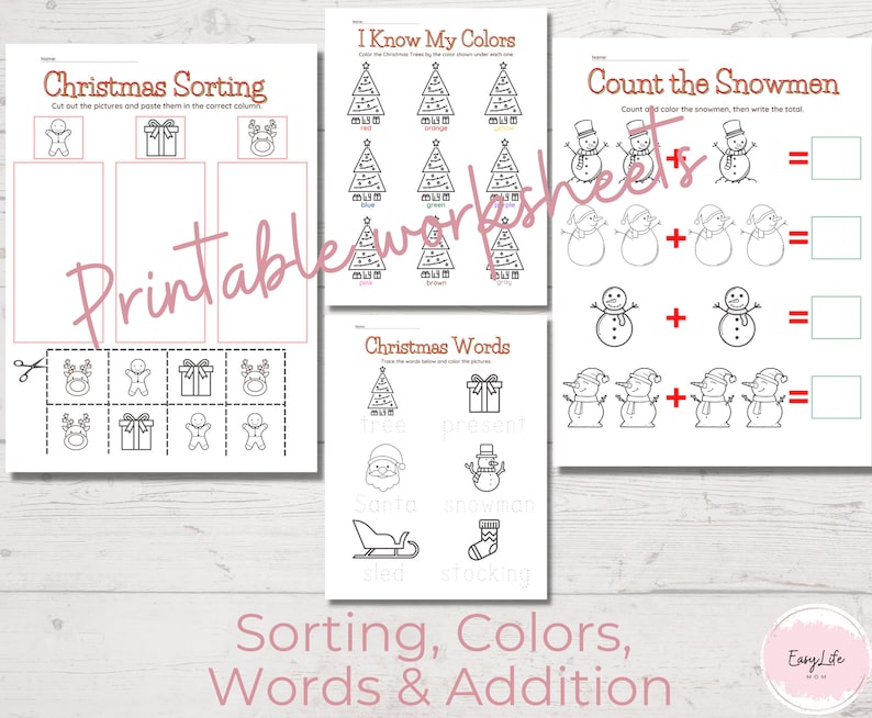 Christmas Activity Bundle: Preschool Worksheets, Coloring Pages (PDF ...