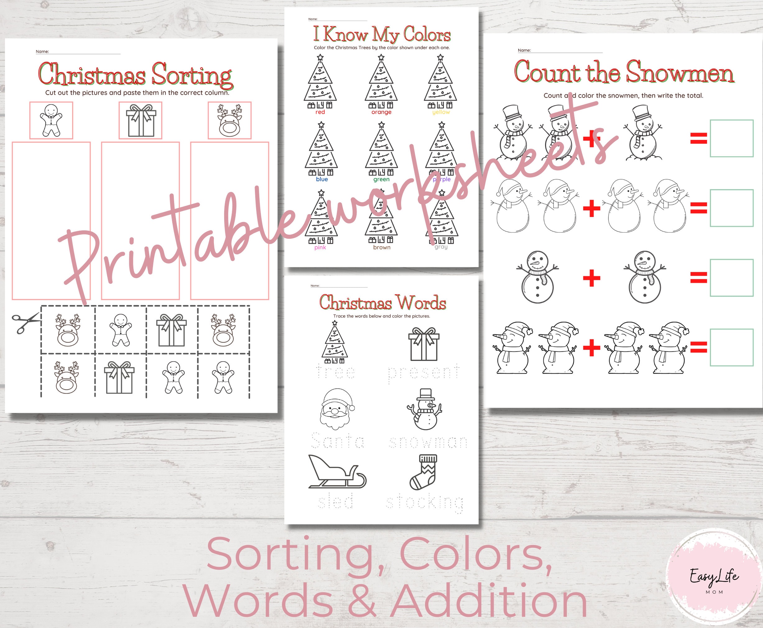 Christmas Activity Bundle Preschool Pack Prek Worksheets - Etsy