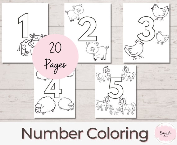 20 Printable Numbers Coloring Pages Coloring Page Preschool - Etsy