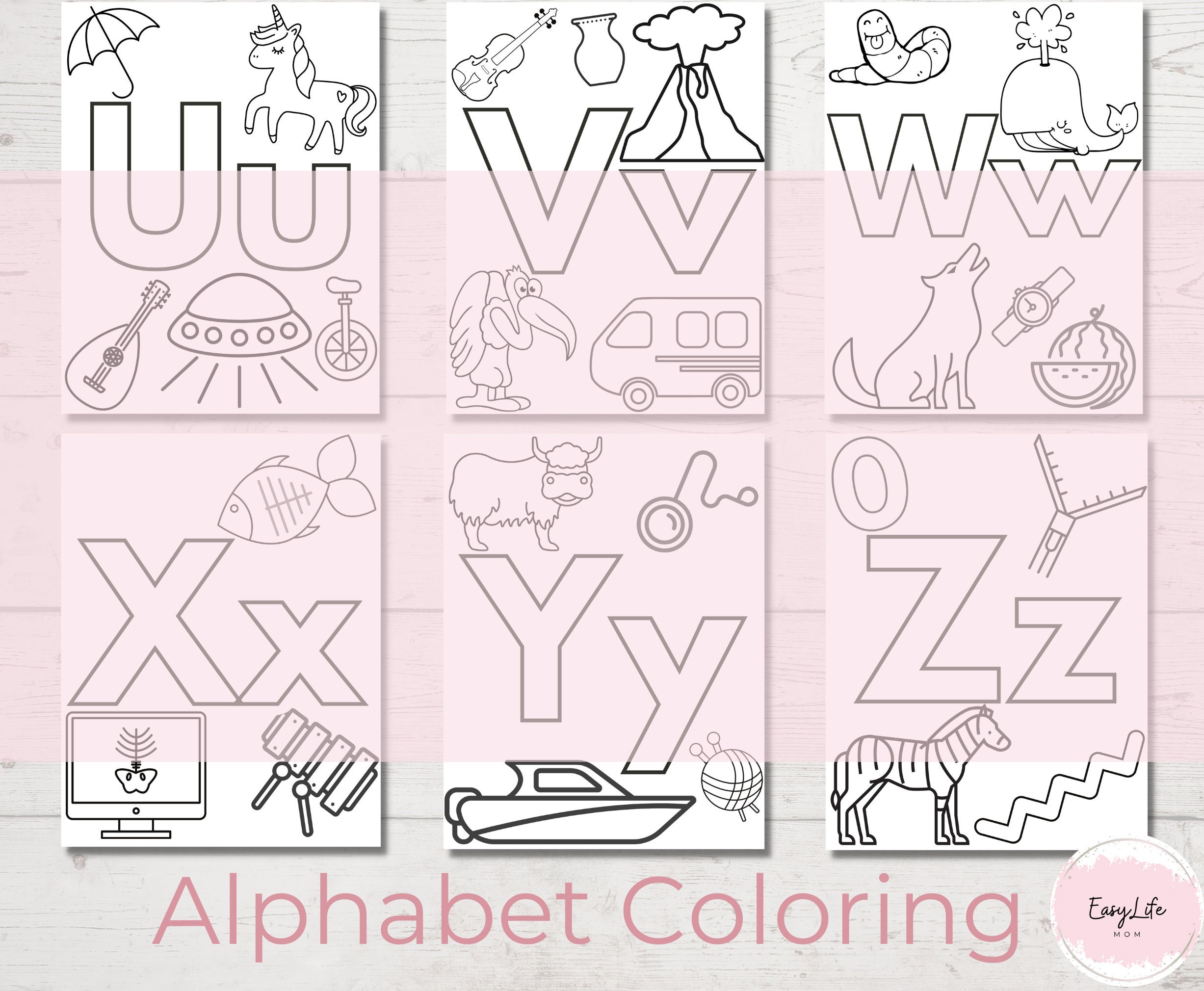 Alphabet Coloring Pages: 26 ABC Printables (PDF Download) - Etsy