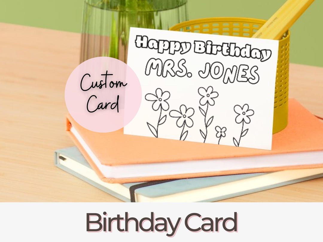 Custom Teacher Birthday Coloring Card From Students (printable) - Etsy