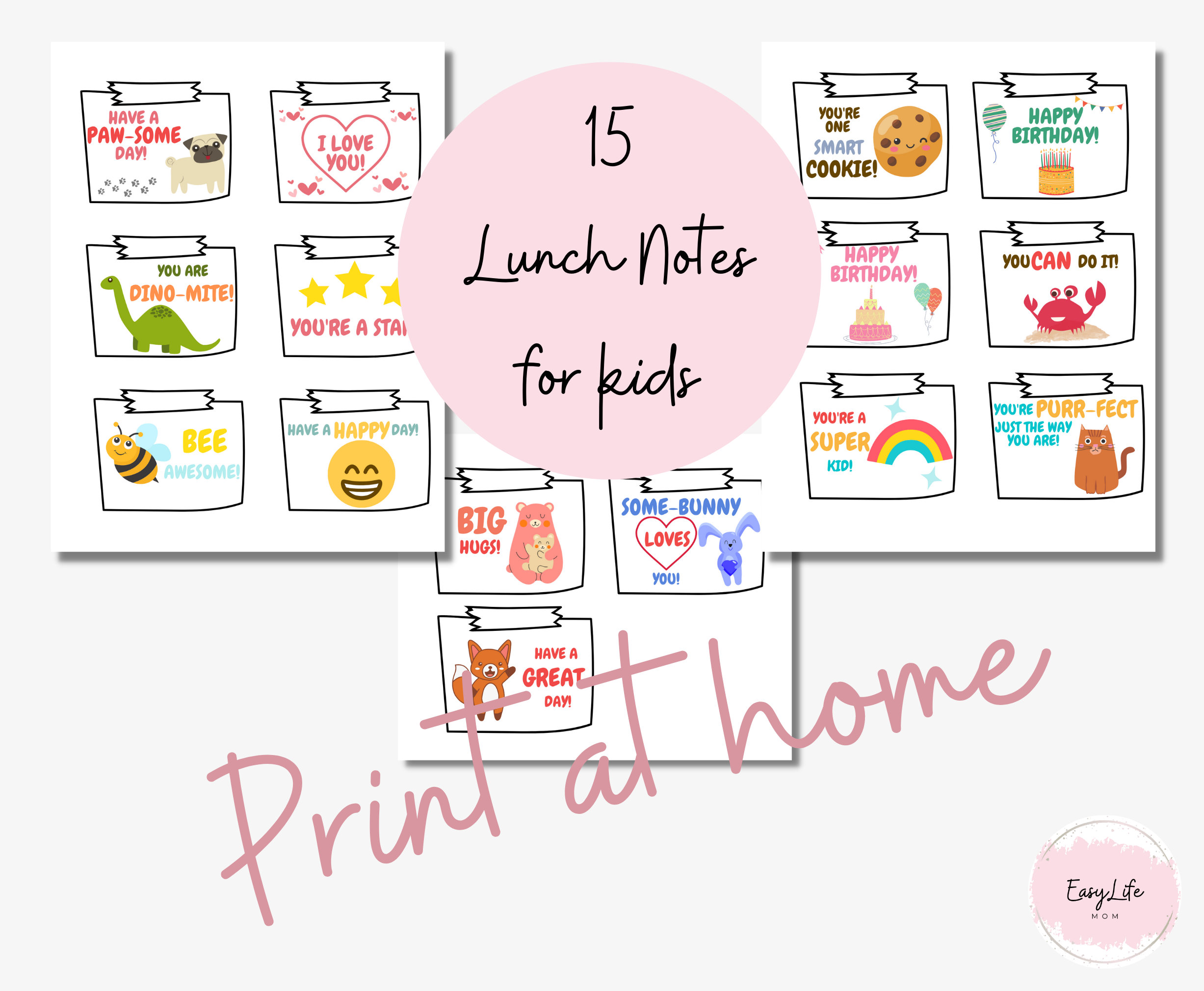 Lunch Note Printable for Kids, Lunch Note Idea, Lunchbox Note Printable ...