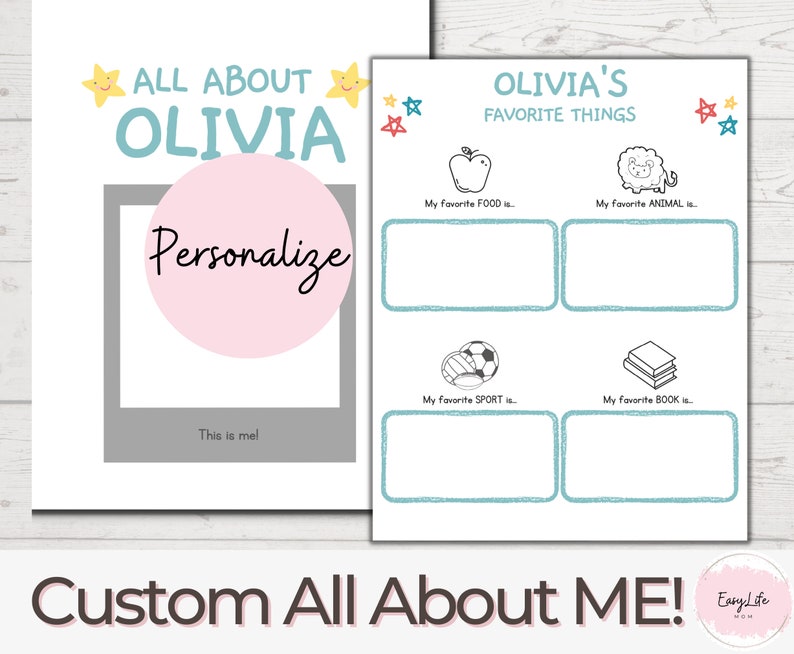 Printable All About Me Worksheets, Custom All About Me, Pre-k ...