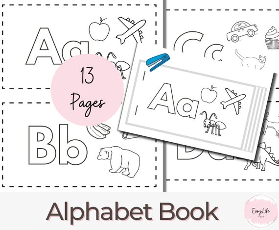Printable Alphabet Coloring Book Coloring Book Preschool - Etsy