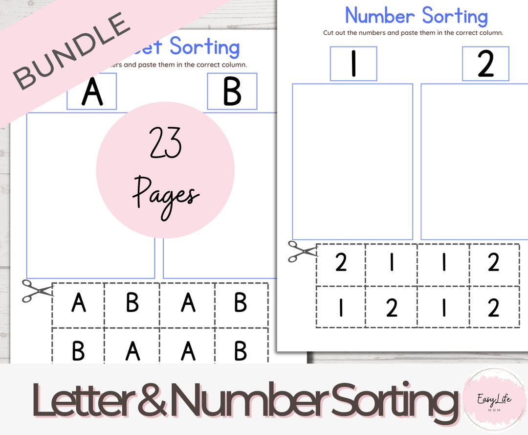 Alphabet and Number Sorting, Preschool Activities, Prek Worksheets ...
