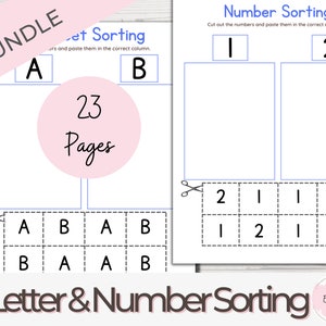 Alphabet and Number Sorting, Preschool Activities, Prek Worksheets ...