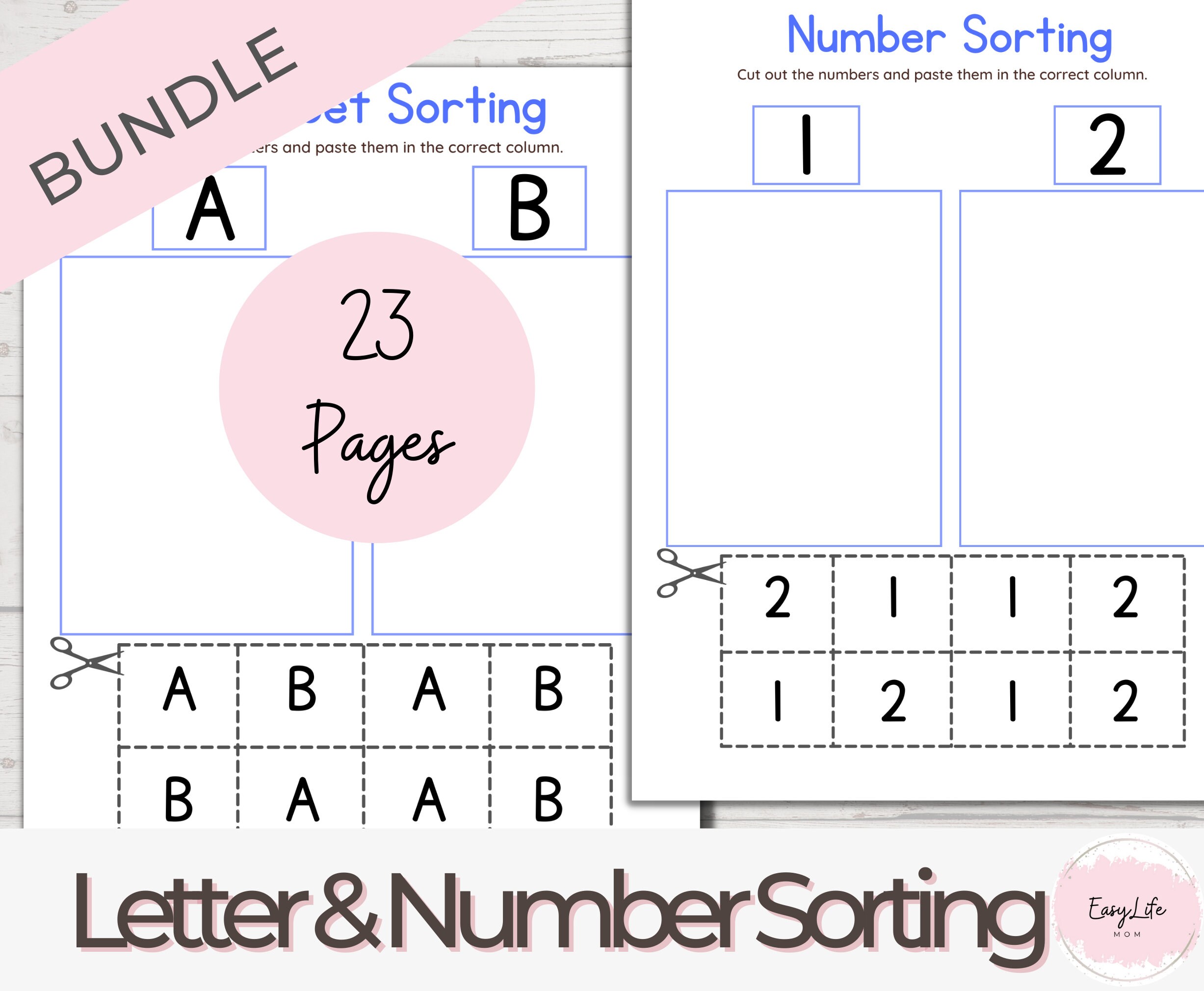 Alphabet and Number Sorting, Preschool Activities, Prek Worksheets ...