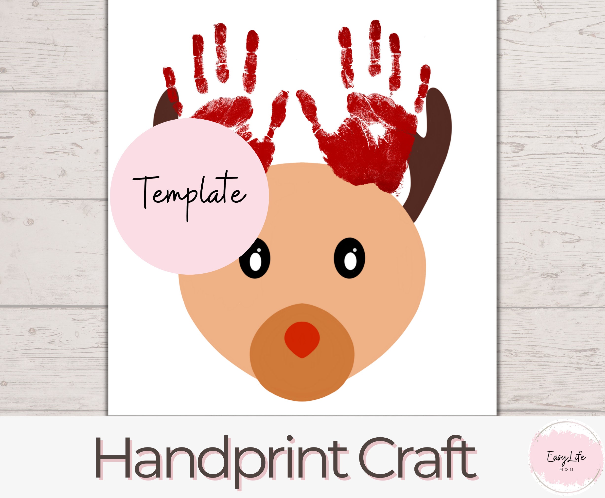 Reindeer Handprint Craft, DIY Christmas Craft, Printable Activities for ...