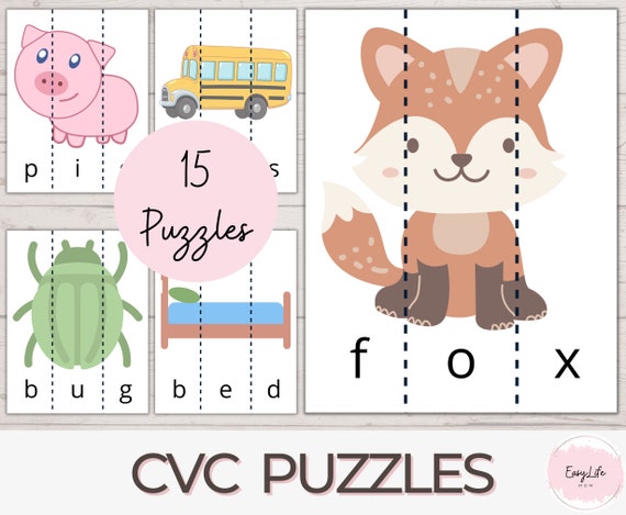 CVC Puzzle CVC Words Preschool Activities Cvc Word - Etsy