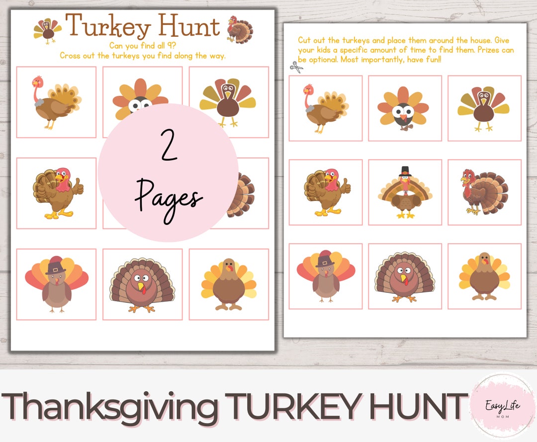 Thanksgiving Turkey Hunt Game: Kids Scavenger Hunt (PDF) - Etsy