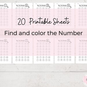 20 Spot the Number Printables, Pre-k Worksheets, Preschool ...