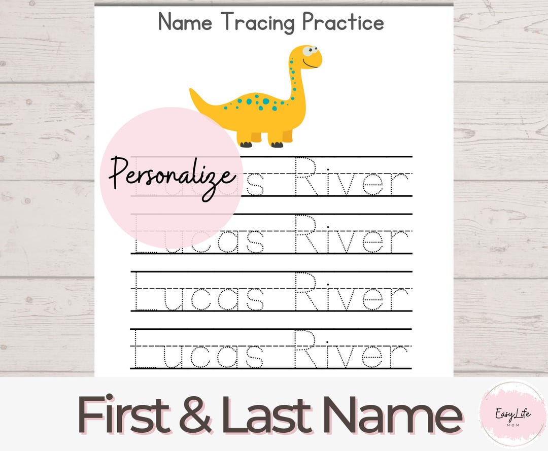 Personalized Name Tracing Practice: First & Last Name (PDF) - Etsy