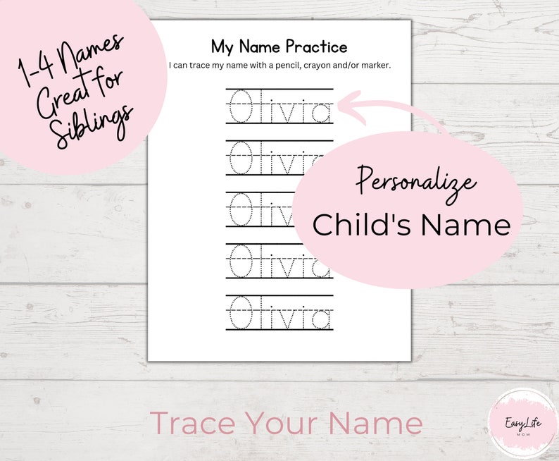 Personalized Name Tracing Practice: Custom Printable (PDF) - Etsy