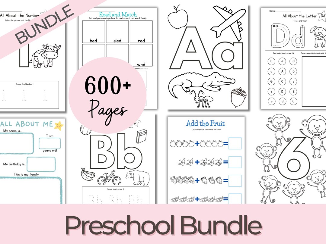 Mega Preschool Worksheet Bundle: Alphabet, Numbers, & Activities (PDF ...
