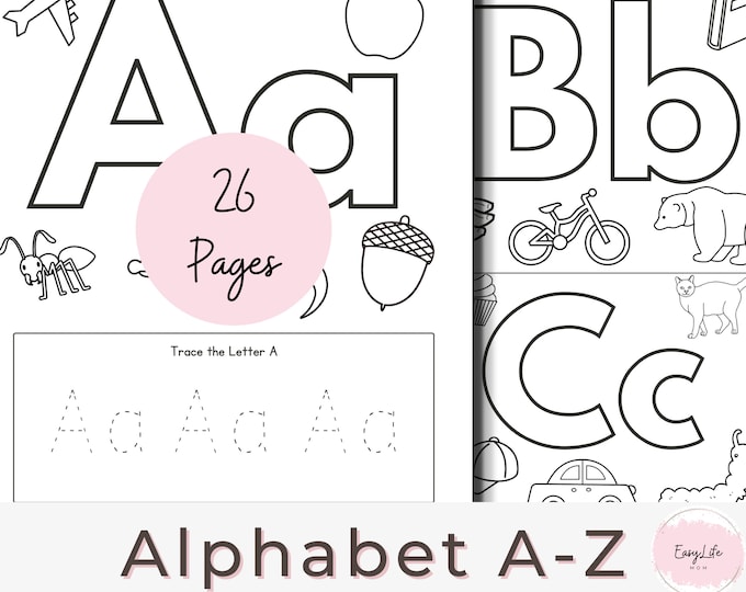 26 Printable Alphabet Letter Tracing Worksheets, Prek Worksheets ...