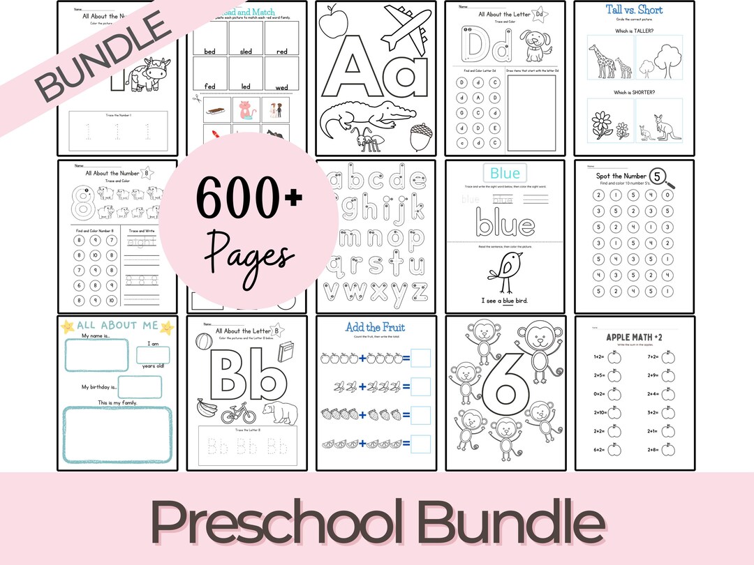 Mega Preschool Worksheet Bundle, Preschool Activities, Pre-k, Preschool ...