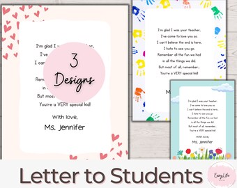 Teacher End of School Letter Printable, Letter to Students, Teacher ...