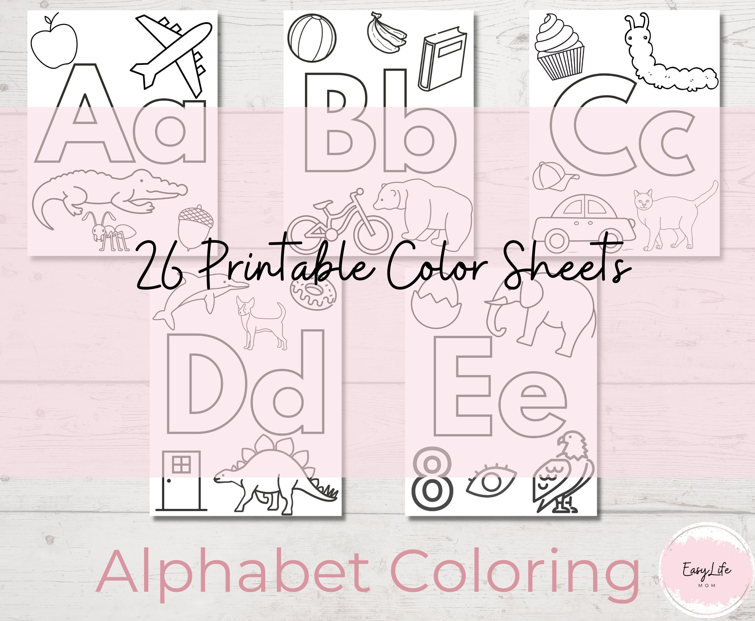 Alphabet Coloring Pages: 26 ABC Printables (PDF Download) - Etsy
