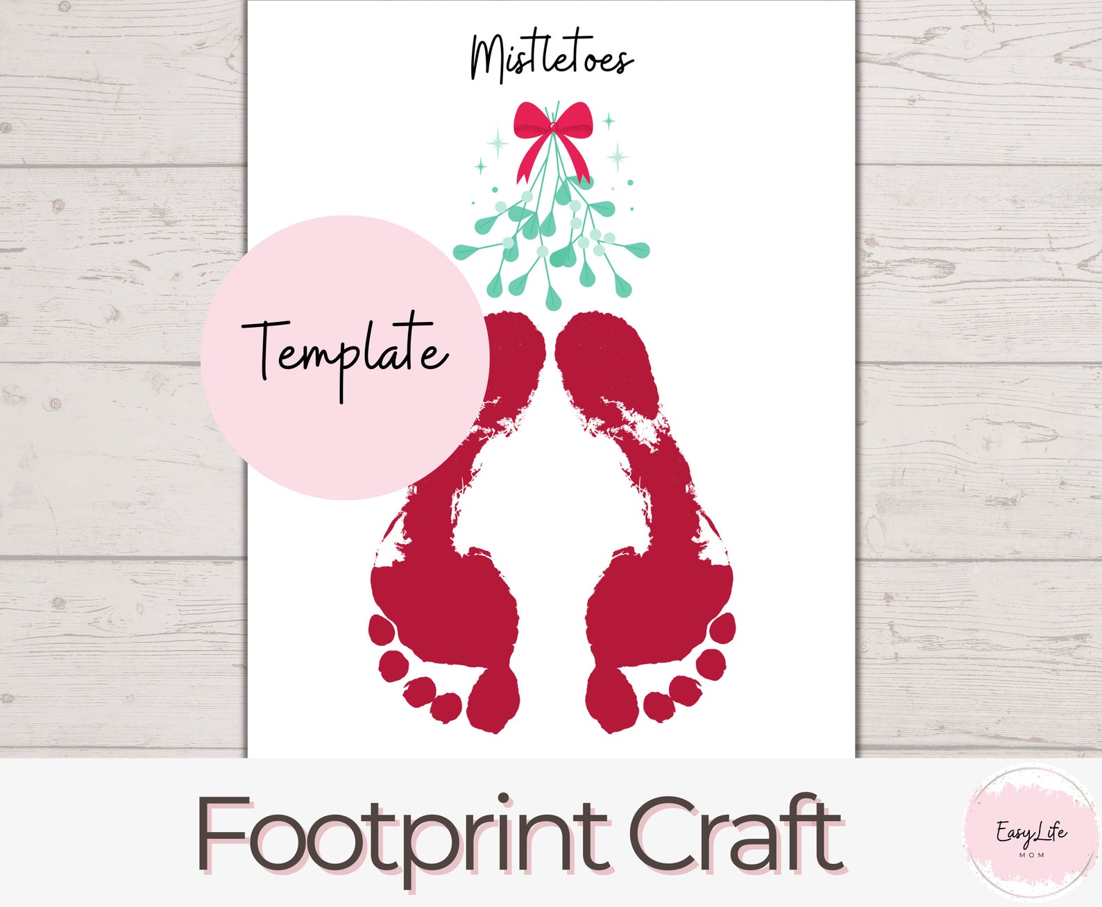 Mistletoes Footprint Craft DIY Christmas Craft Printable - Etsy