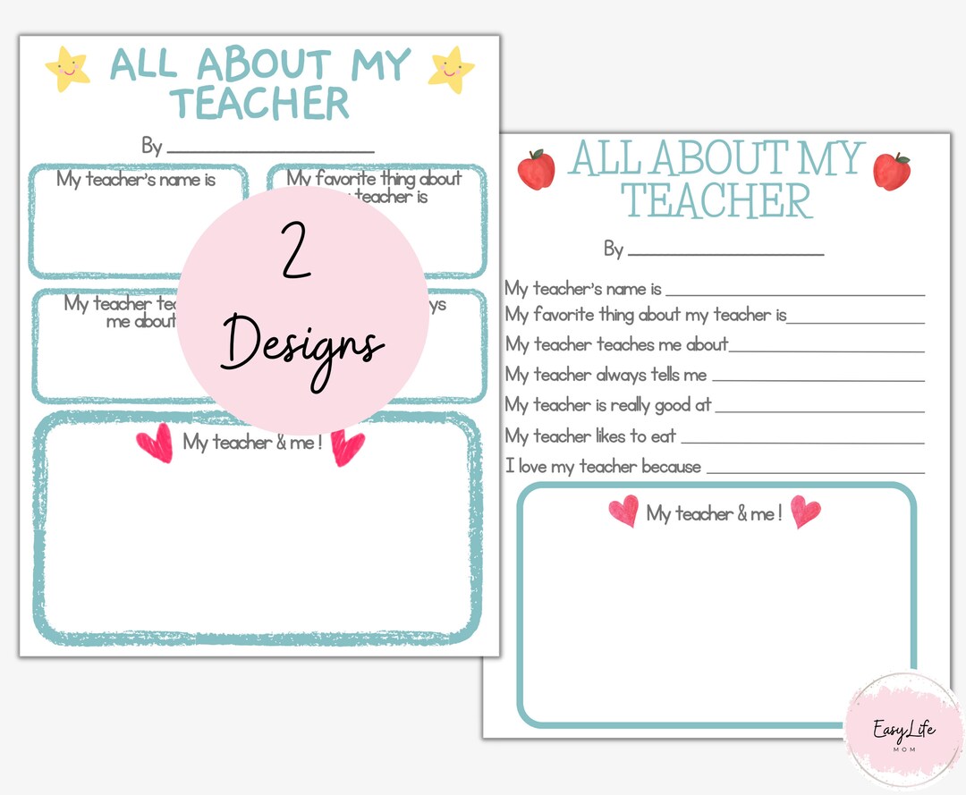 End of the Year Teacher Gifts, All About My Teacher, End of the School ...