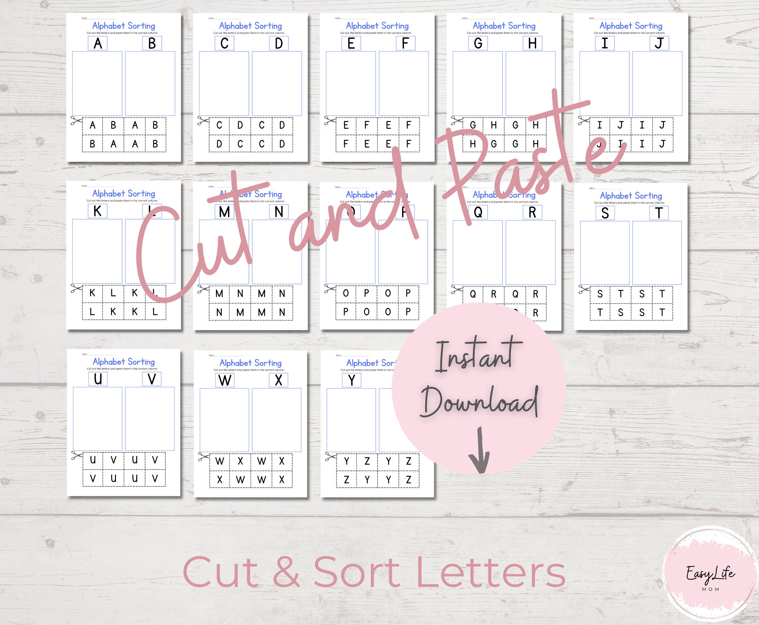 Alphabet and Number Sorting, Preschool Activities, Prek Worksheets ...