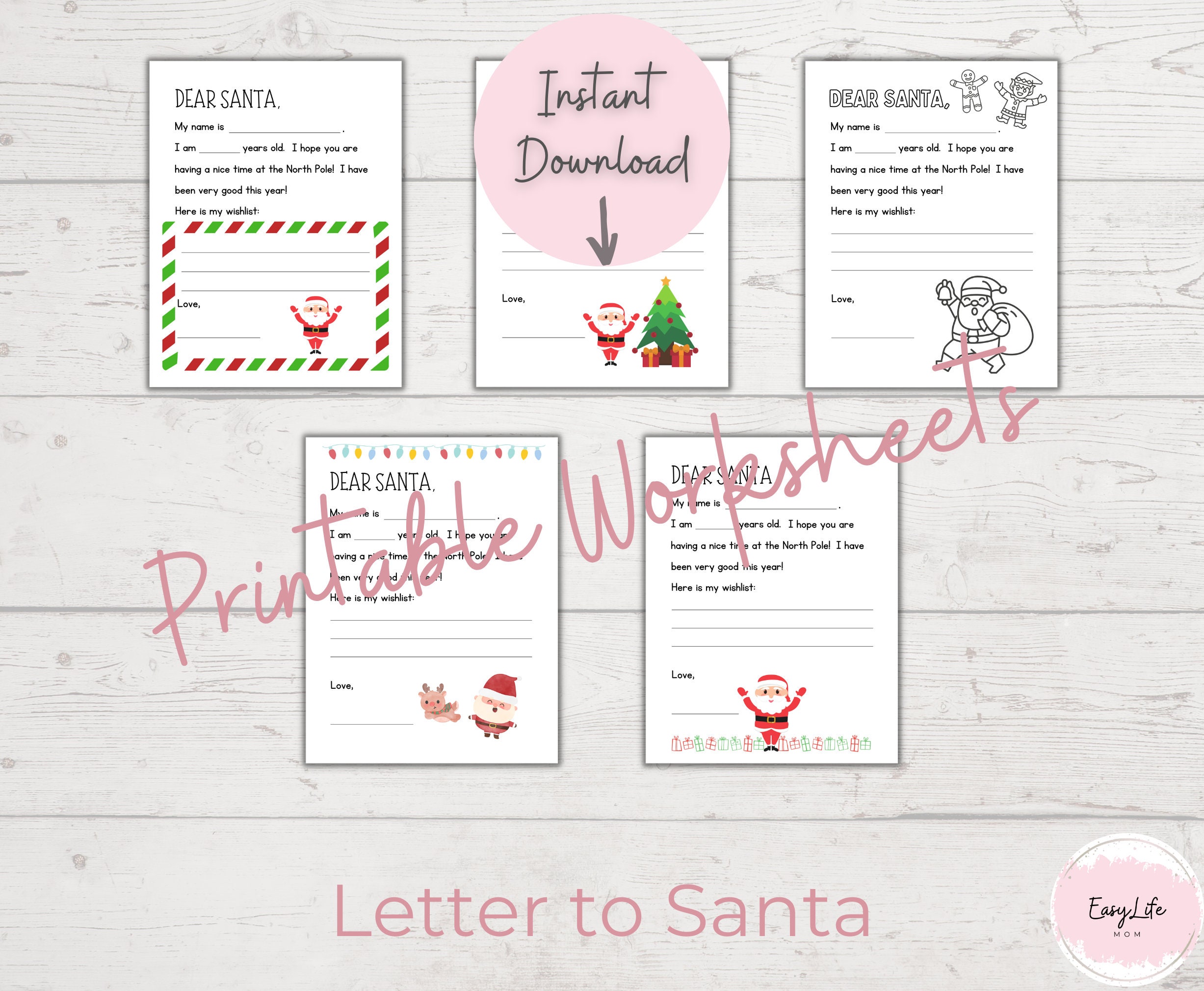 Dear Santa Letter Printable, Printable Christmas, Letter to Santa, Dear ...