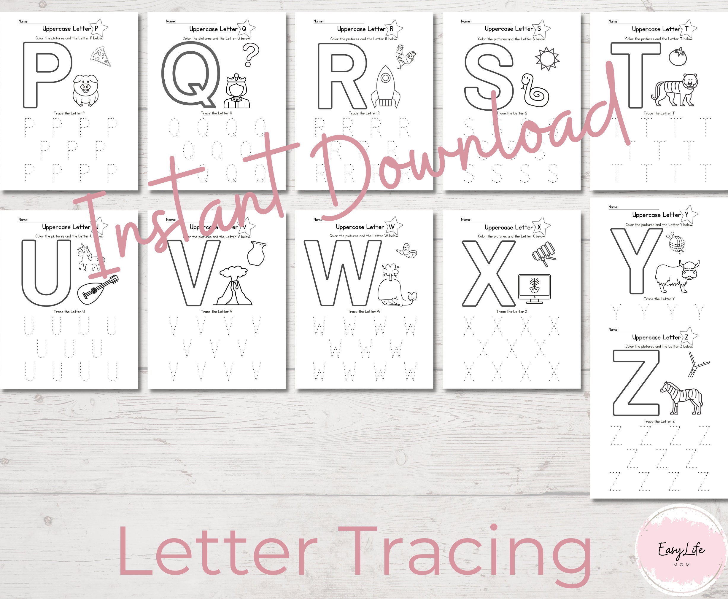 Alphabet Letter Tracing Worksheets: Prek-vpk Homeschool (PDF Pattern ...