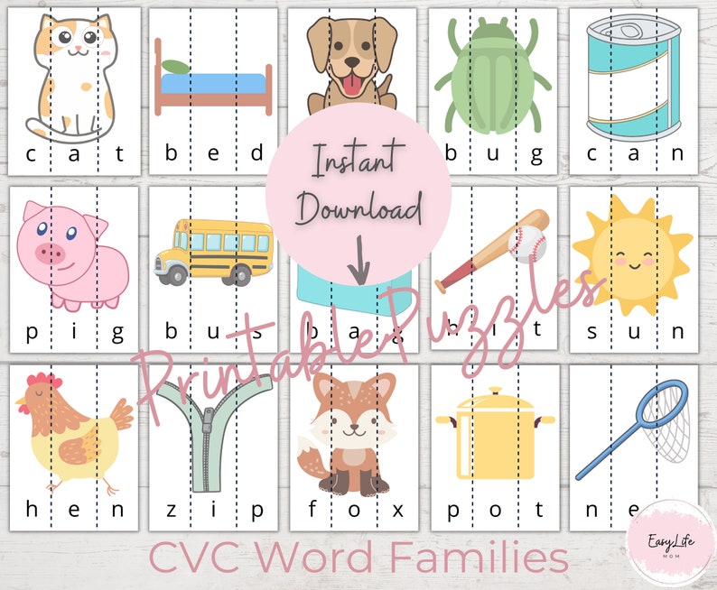 CVC Puzzle CVC Words Preschool Activities Pre-k Cvc Word - Etsy