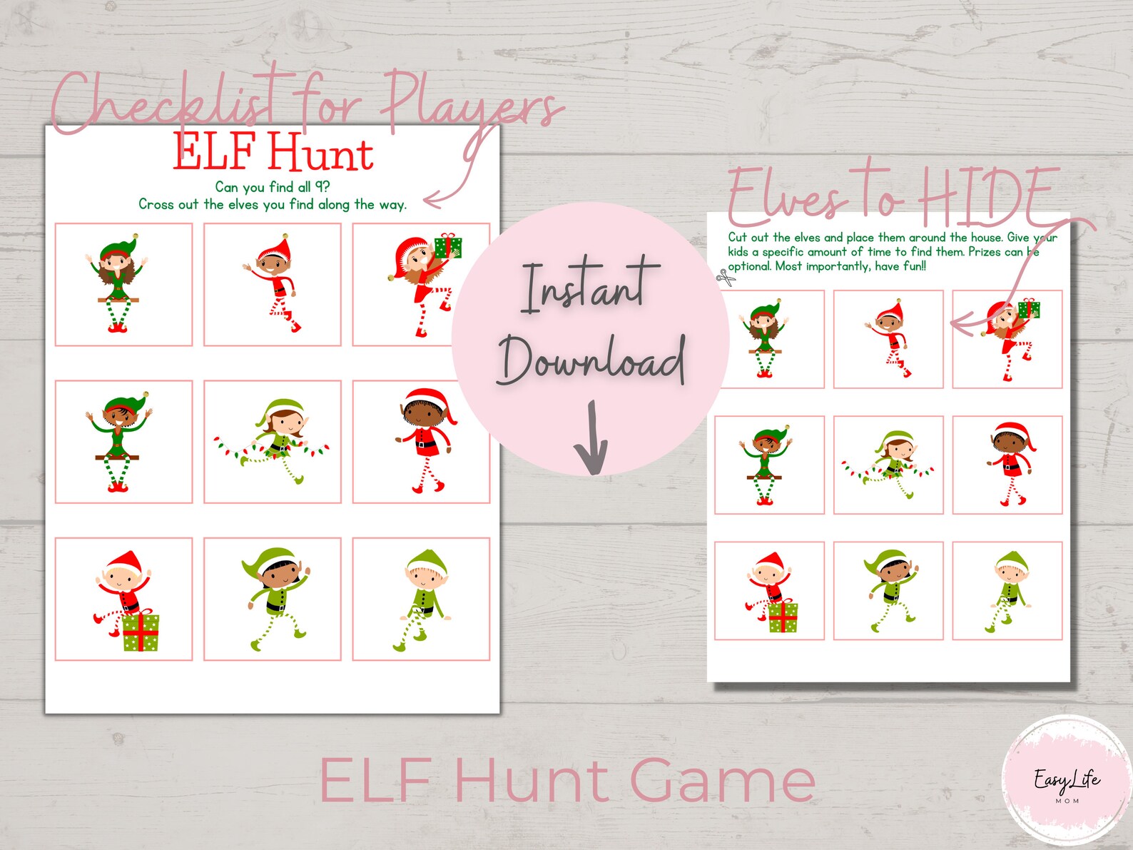 Elf Hunt Game, Printable Christmas Party Games, Printable Scavenger ...