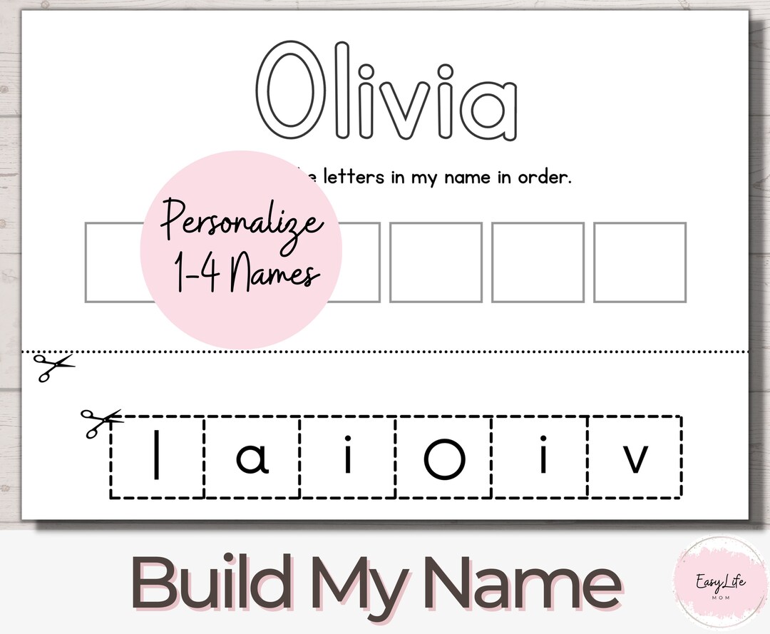 Personalized Name Practice Sheet: Build My Name (PDF Download) - Etsy