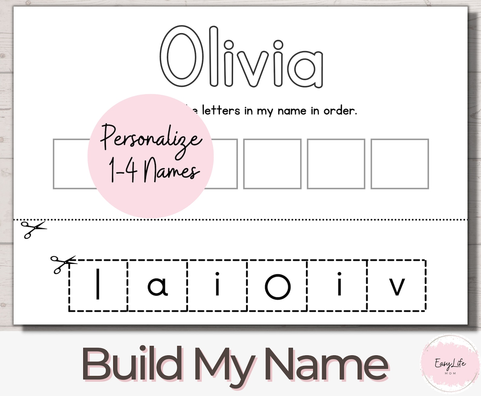 Personalized Name Practice Sheet: Build My Name (PDF Download) - Etsy