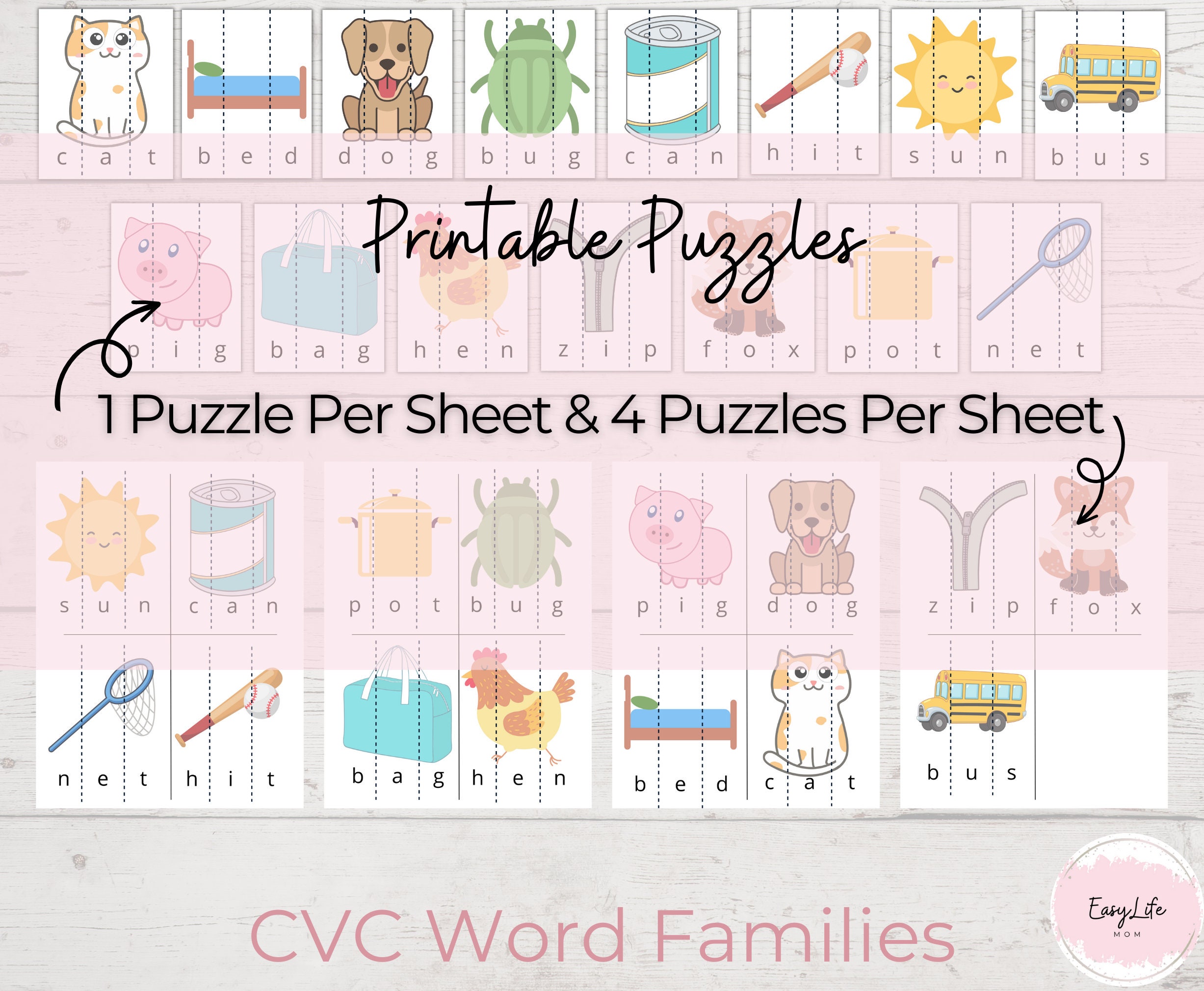 CVC Puzzle, CVC Words, Preschool Activities, Pre-k, Cvc Word Families ...