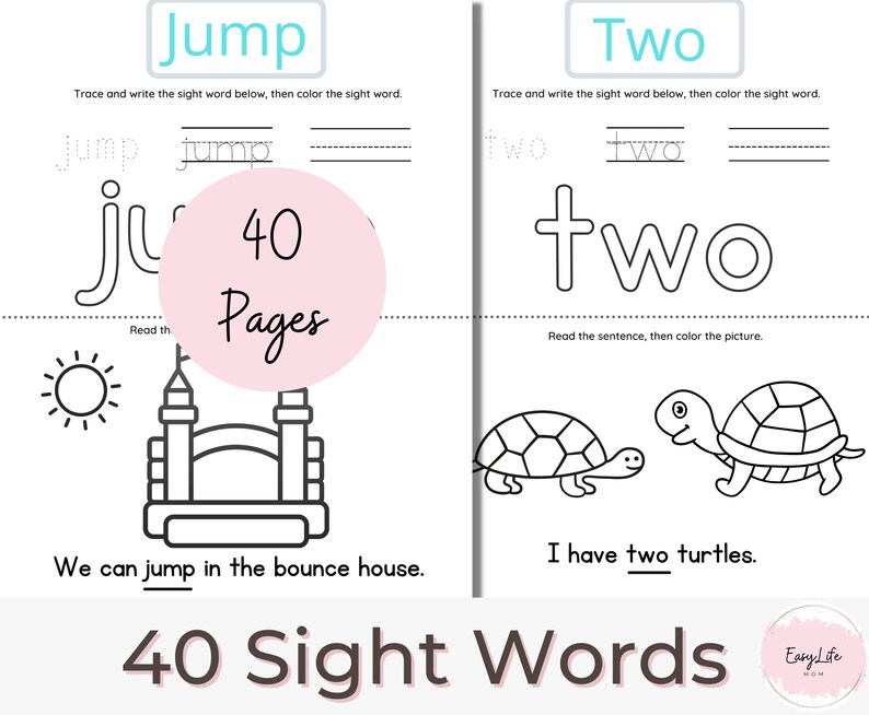 40 Printable Sight Words Dolch Sight Words Preschool Sight | Etsy