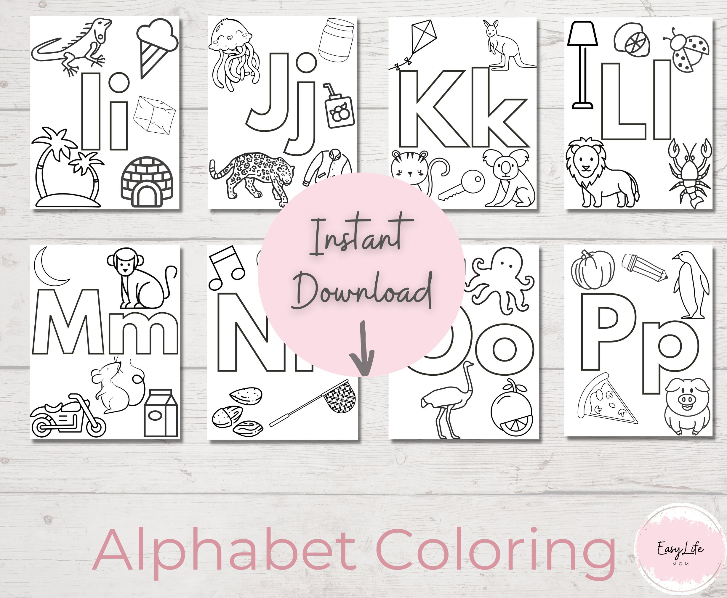 46 Printable Alphabet & Number Coloring Pages,preschool, Coloring Book ...