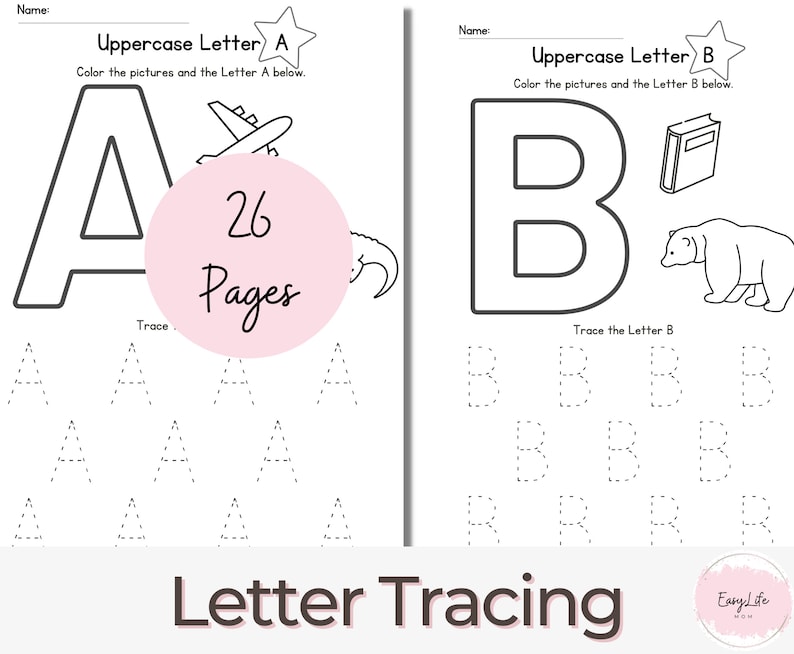 26 Printable Alphabet Letter Tracing Worksheets, Prek Worksheets ...