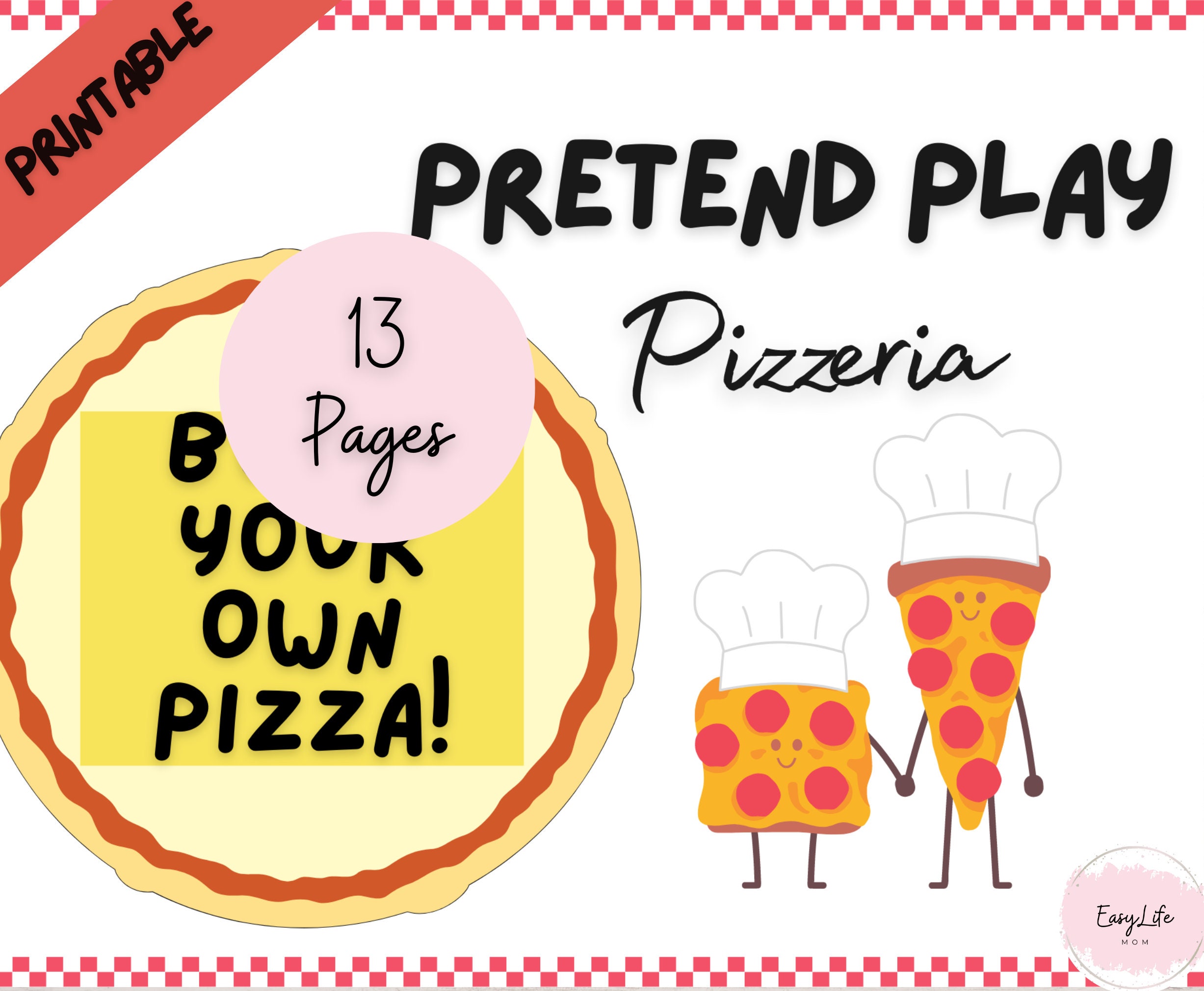 Build Your Own Pizza, Printable Pizza Activity, Pretend Play, Preschool ...