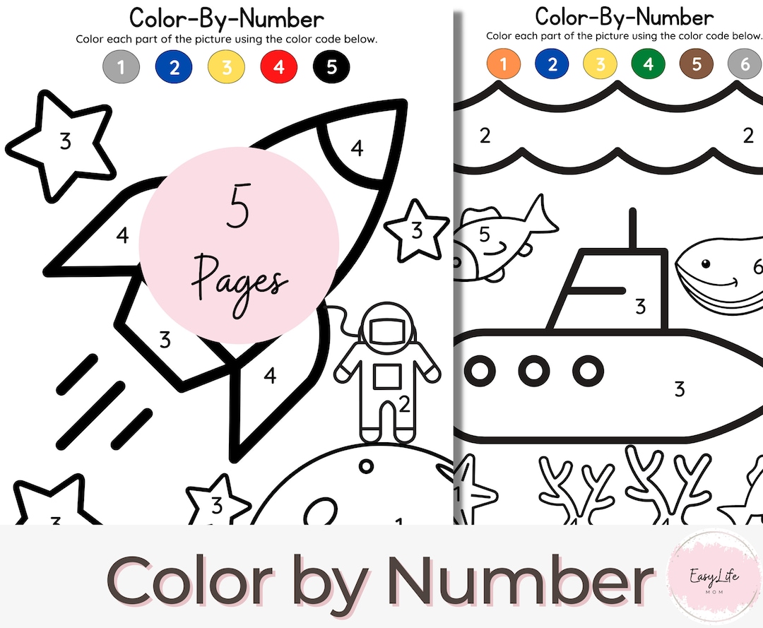Color by Number Kids, Preschool, Prek Worksheets, Homeschool Printable ...