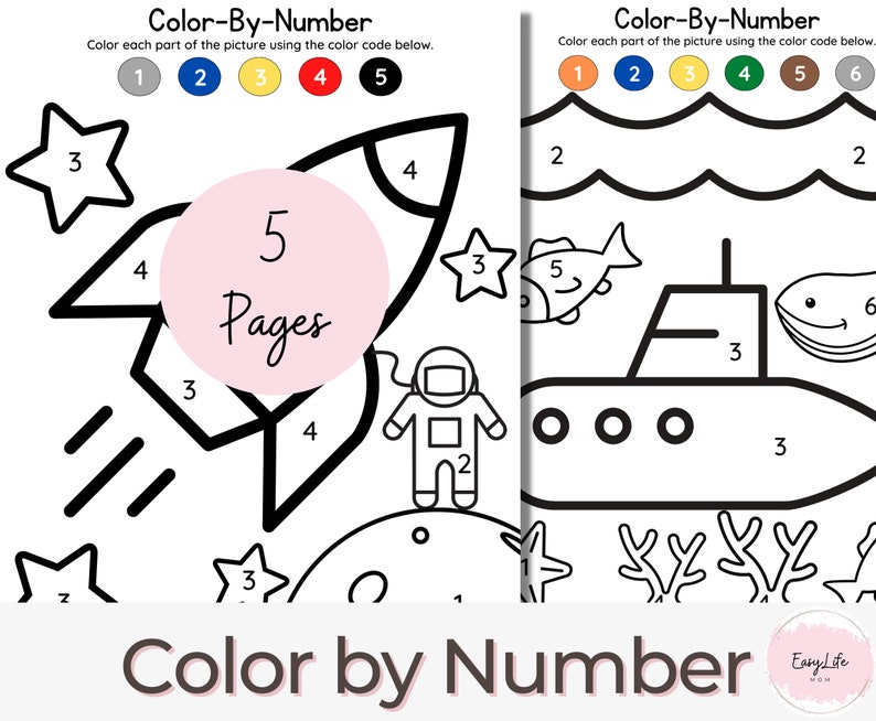 Color by Number Kids, Preschool, Prek Worksheet, Homeschool Printable ...