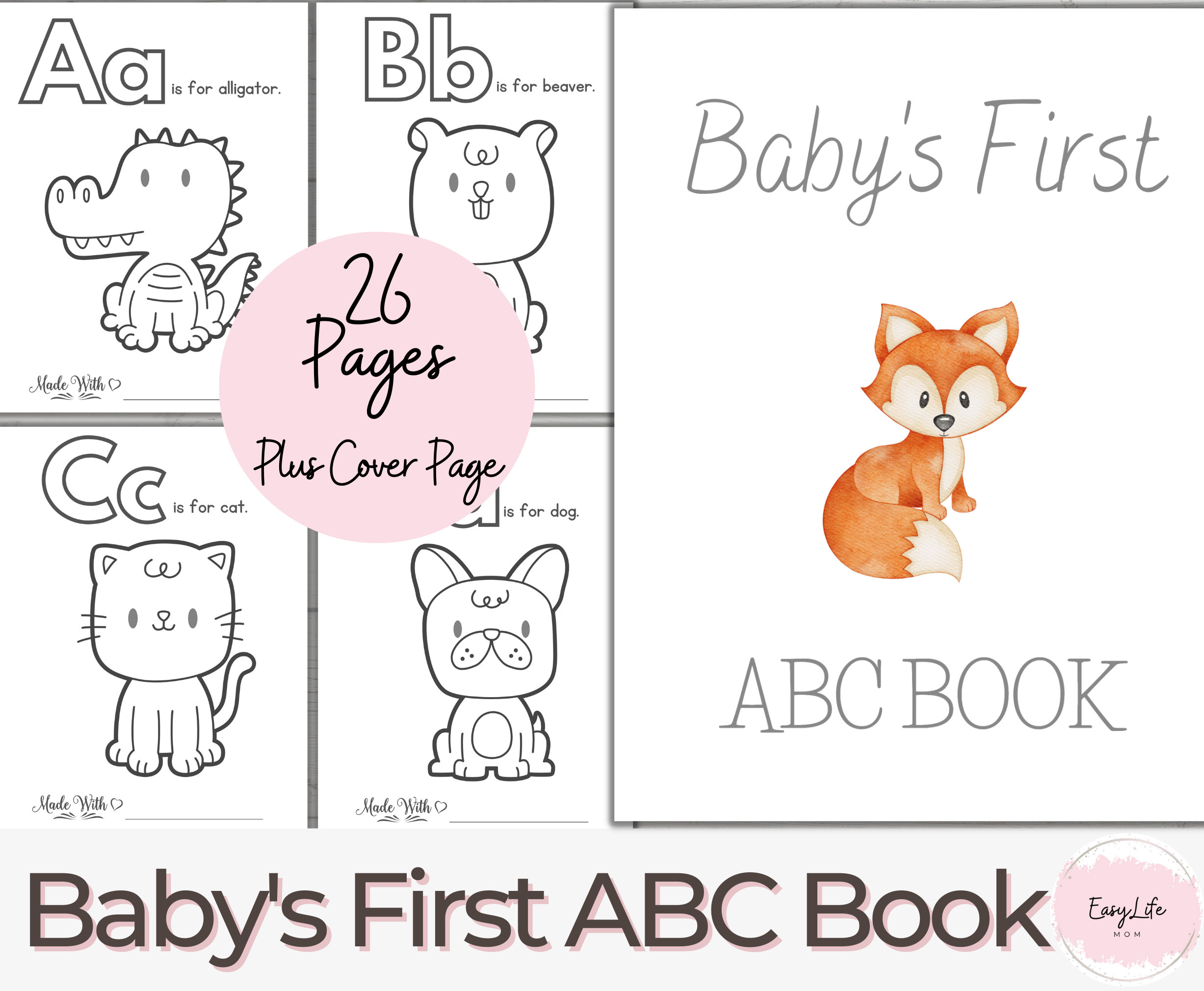 Baby's First ABC Coloring Book: 26 Printable Pages (PDF) - Etsy