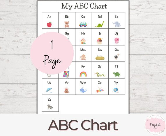 ABC Chart ABC Chart Printable Homeschool Printable Alphabet - Etsy