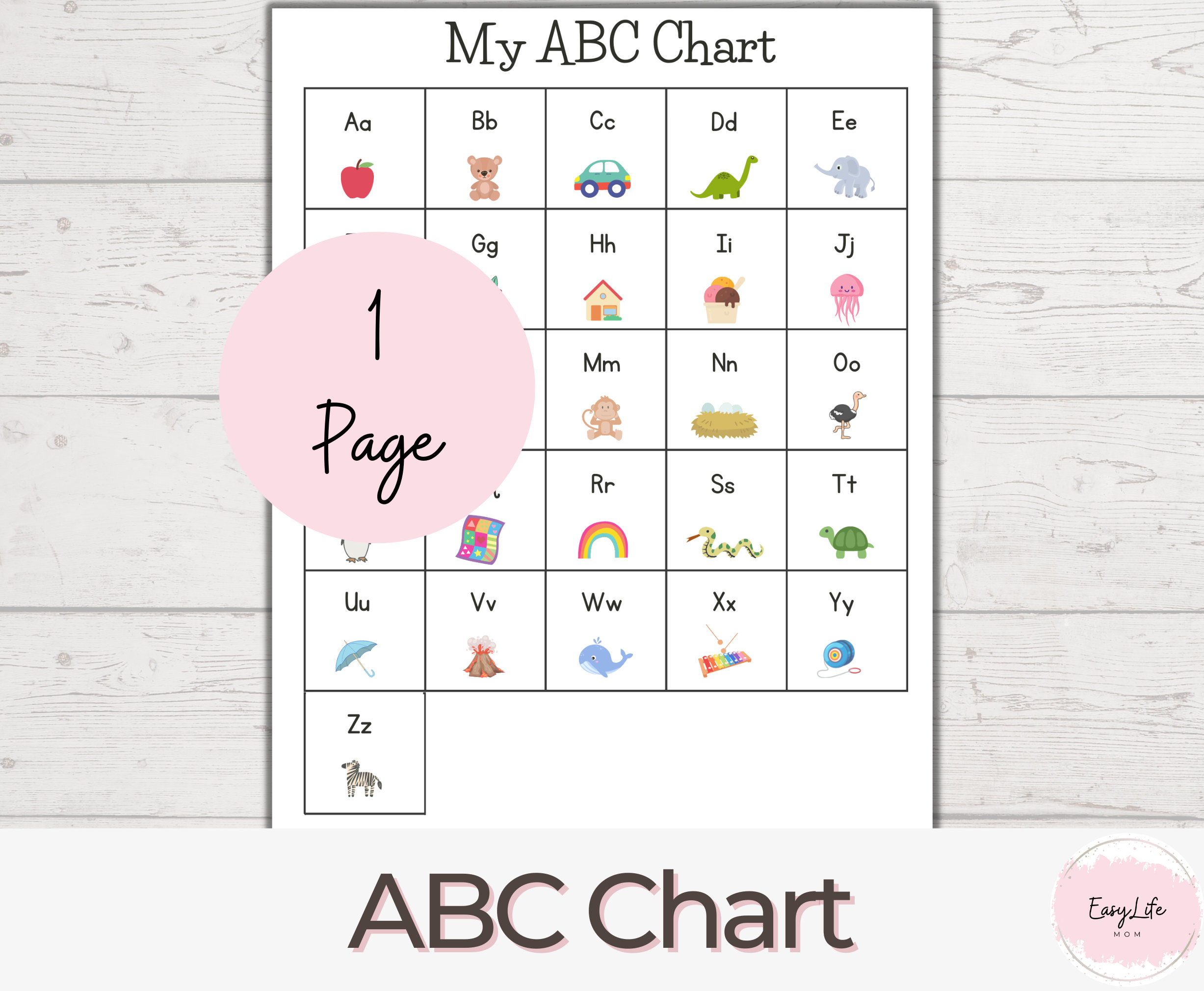 ABC Chart, ABC Chart Printable, Homeschool Printable, Alphabet ...