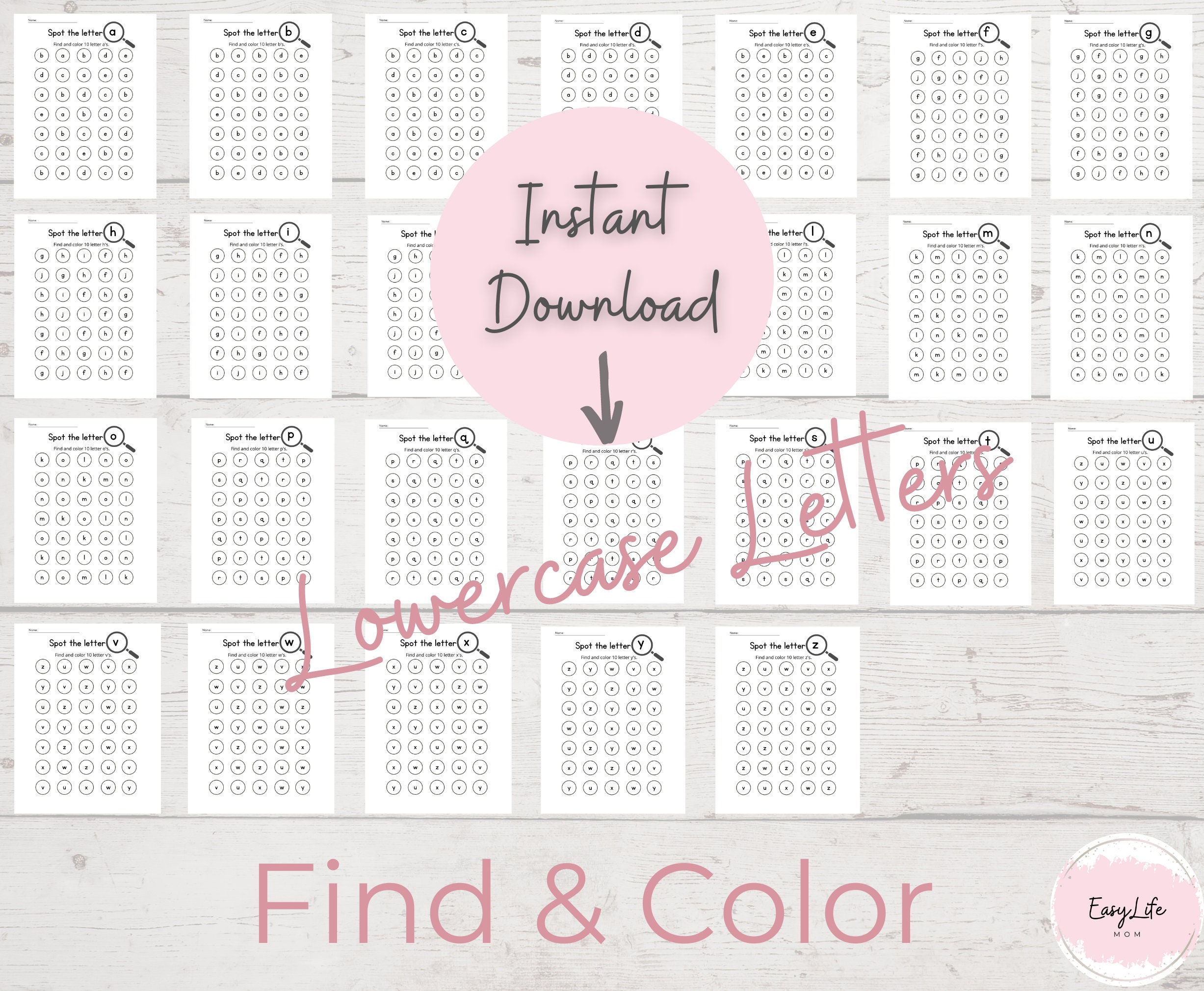 26 Spot the Letter Printables Lowercase Find the Letter Prek - Etsy