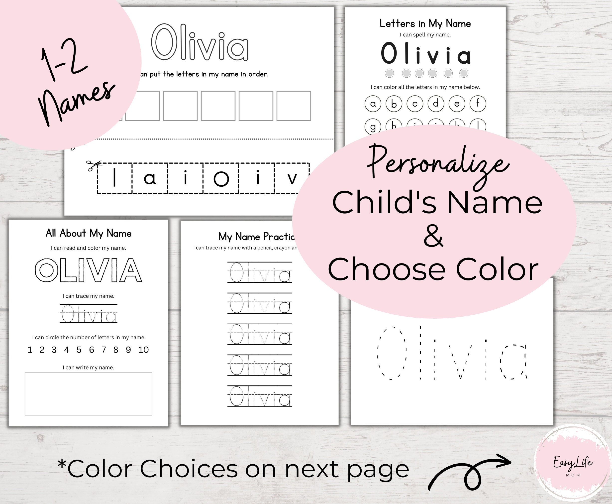 CUSTOM Name Practice BUNDLE, up to 2 Names!, Name Practice Printable ...