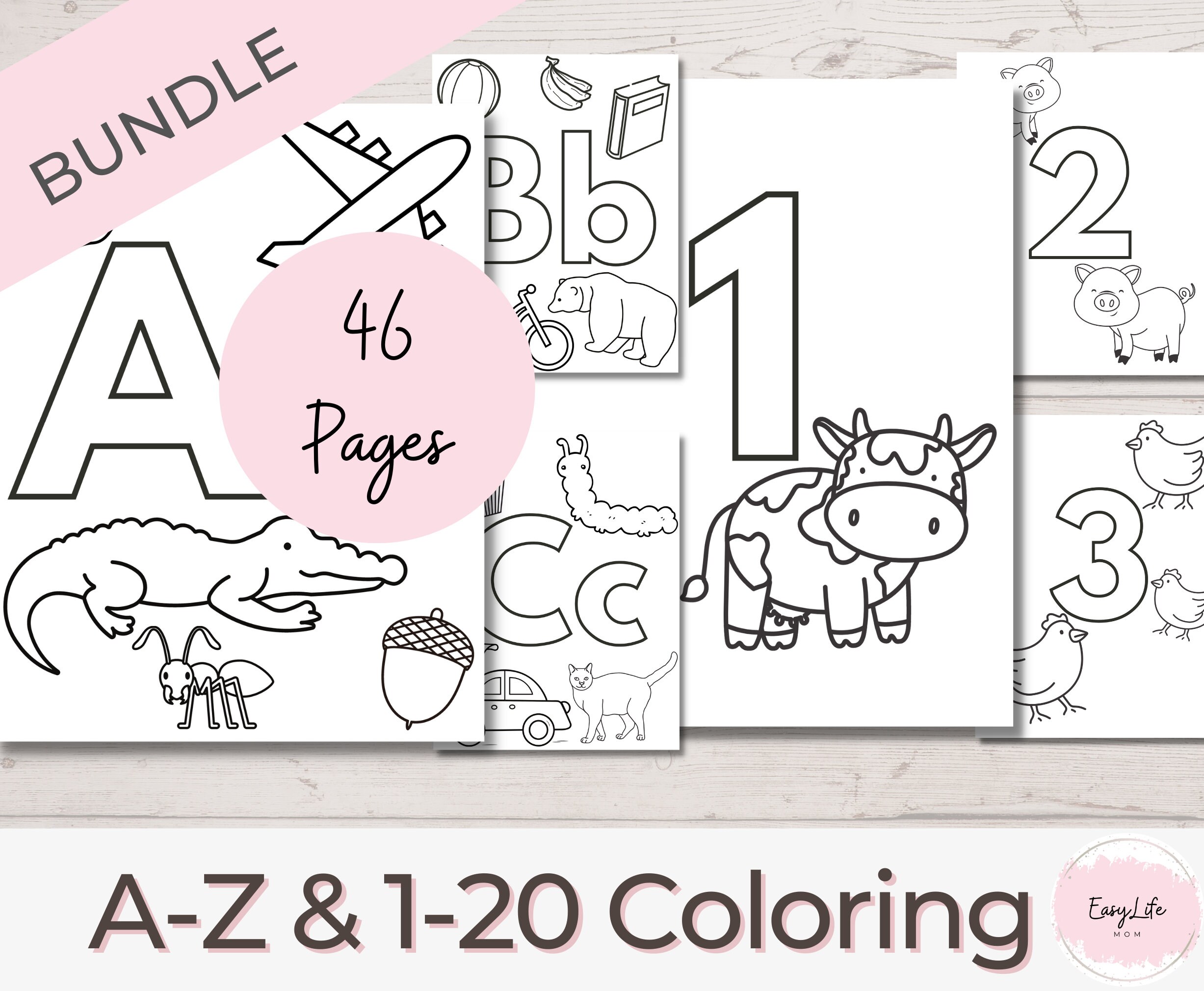 46 Printable Alphabet & Number Coloring Pages,preschool, Coloring Book ...