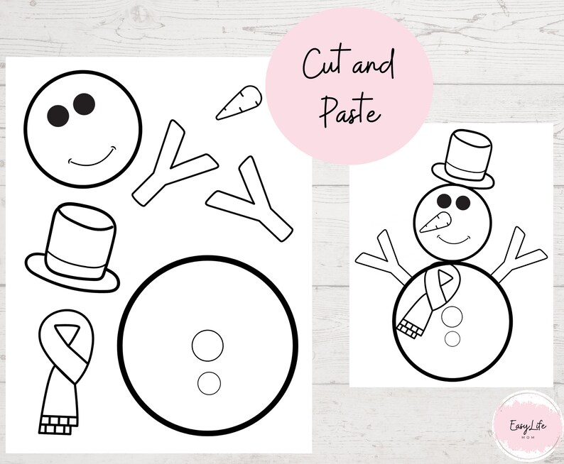 Build a Snowman, Preschool Cut and Paste, Homeschool Printable ...