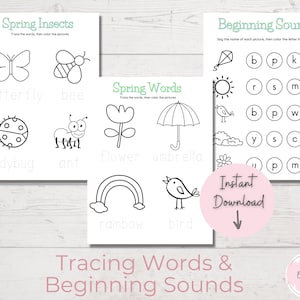 Spring Activity Bundle: Preschool Learning Worksheets (PDF) - Etsy